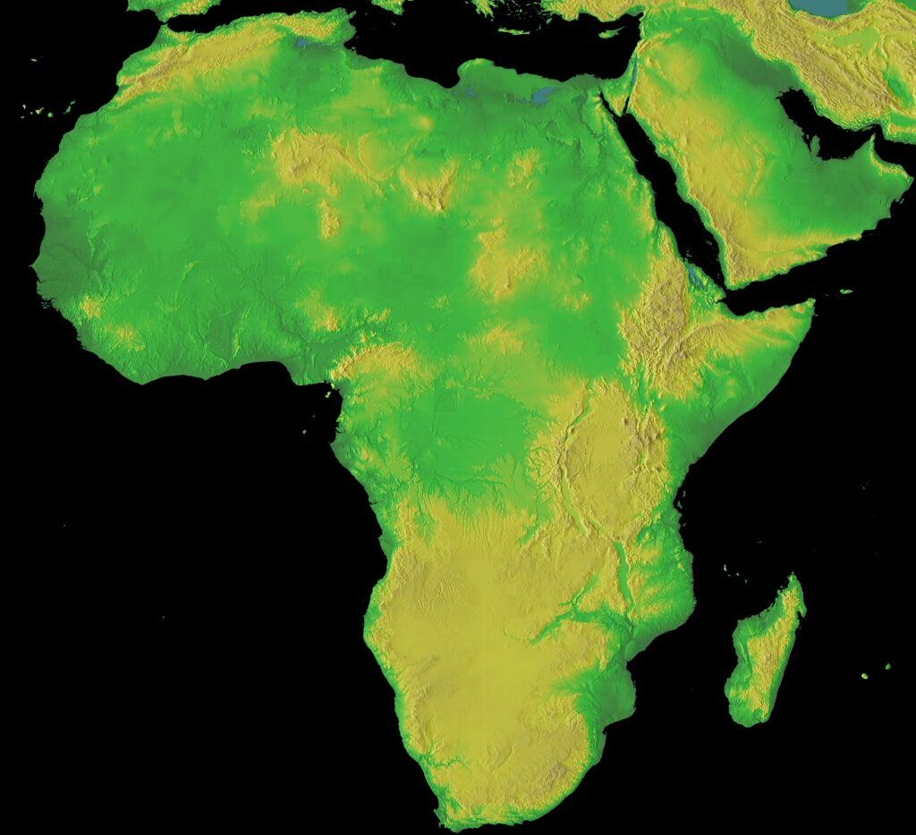 Topographical Map of Africa - WhiteClouds
