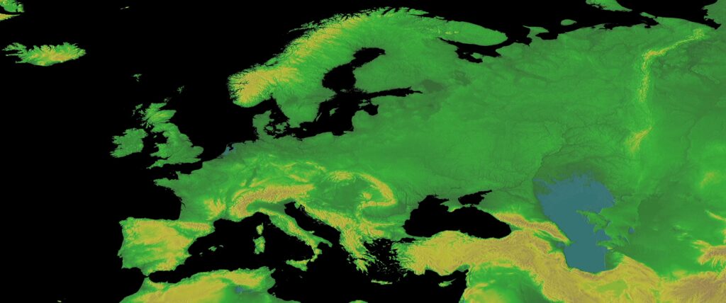 Topographical Map of Europe - WhiteClouds