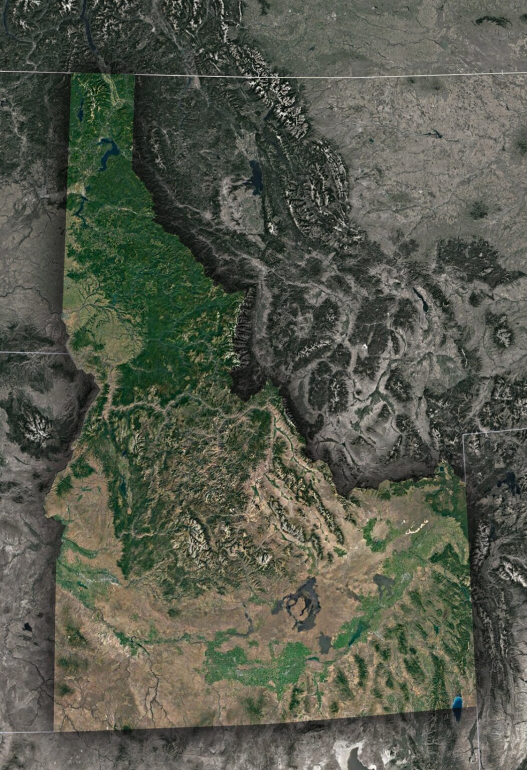 Satellite Map of Idaho - WhiteClouds