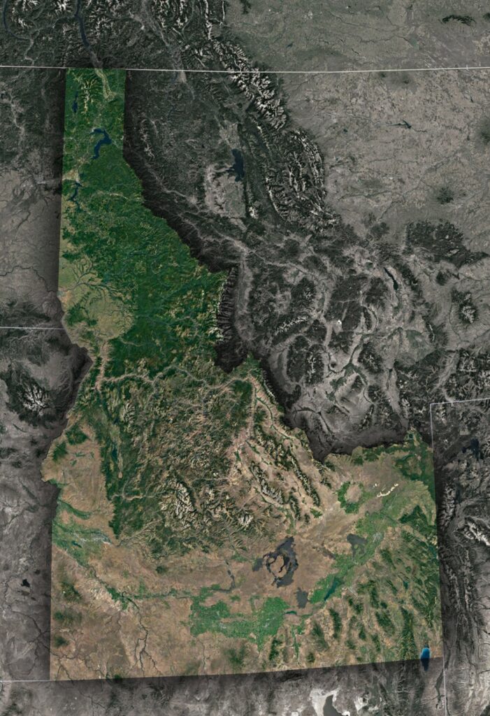 Satellite Map of Idaho - WhiteClouds