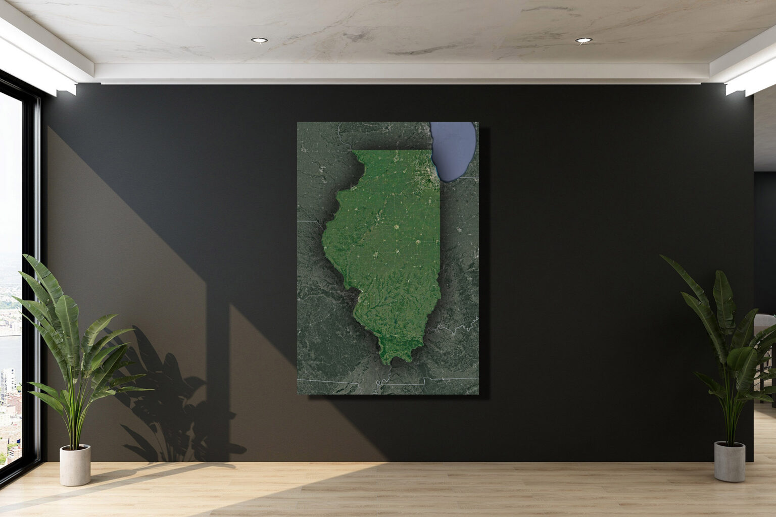 Satellite Map of Illinois - WhiteClouds