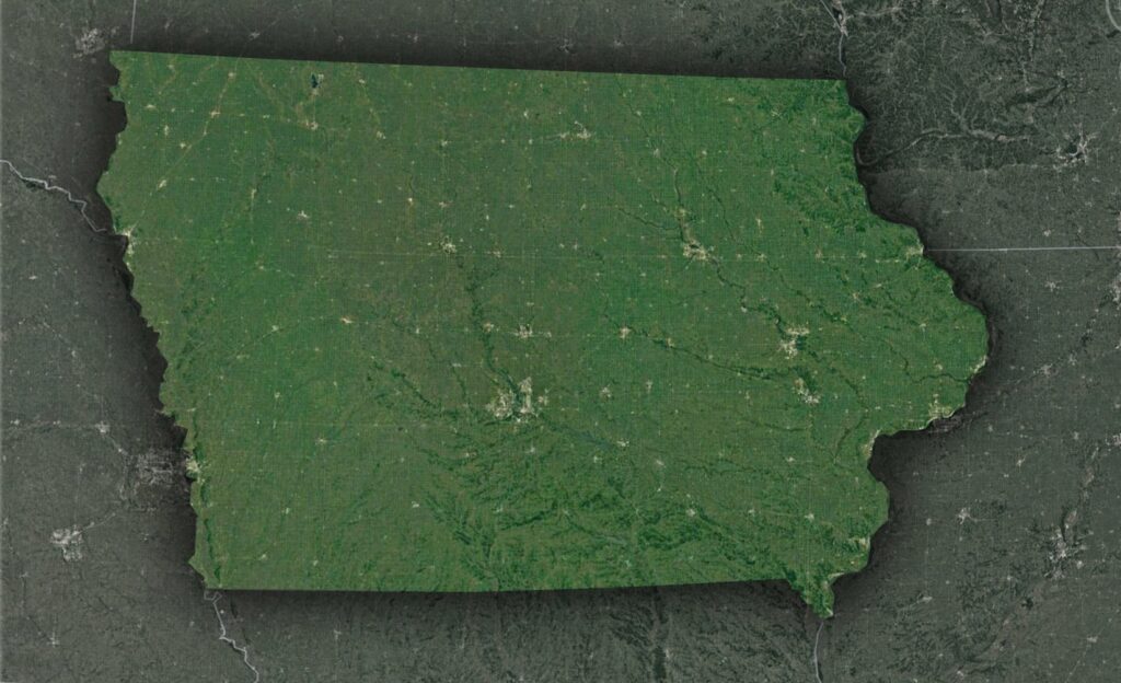 Satellite Map of Iowa - WhiteClouds
