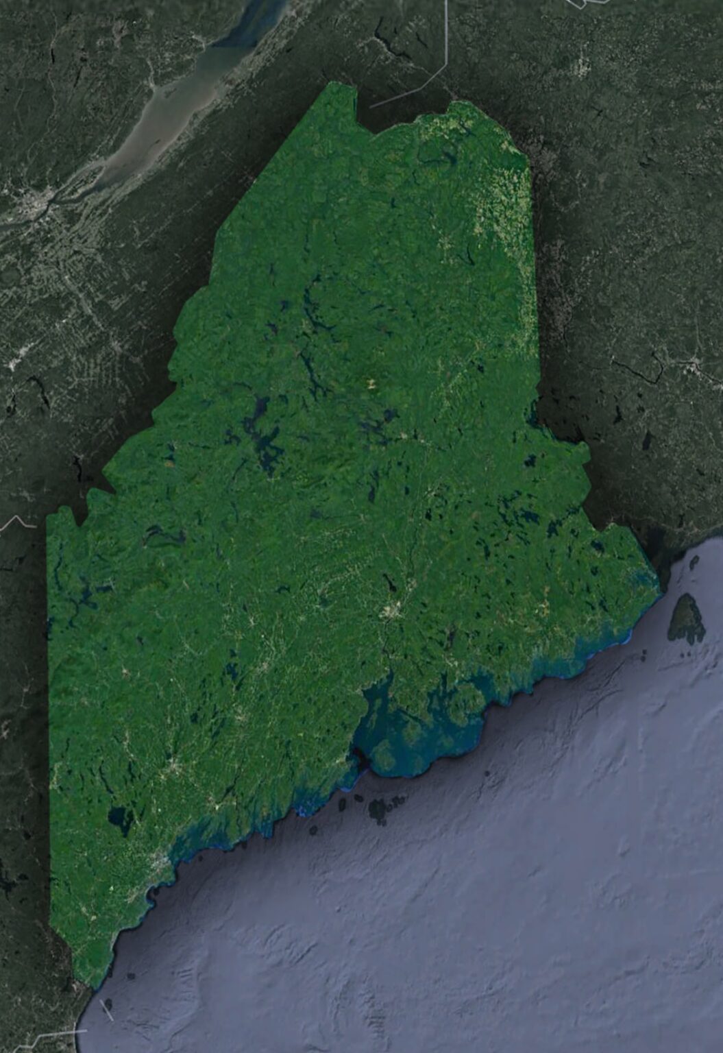 Satellite Map of Maine - WhiteClouds