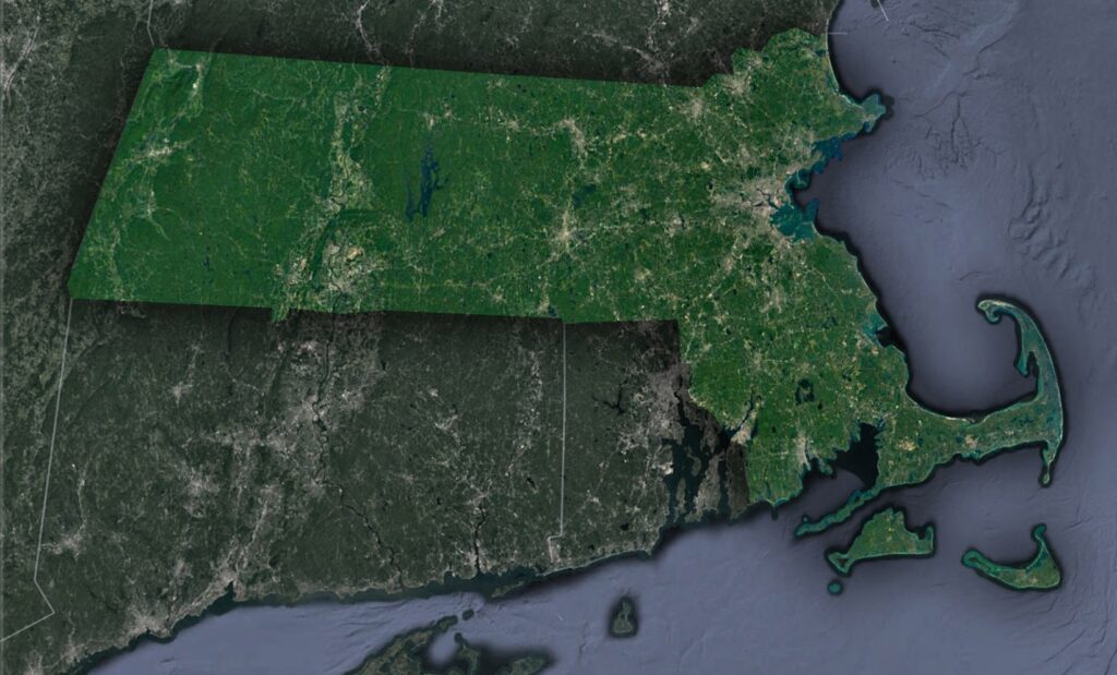 Satellite Map of Massachusetts - WhiteClouds