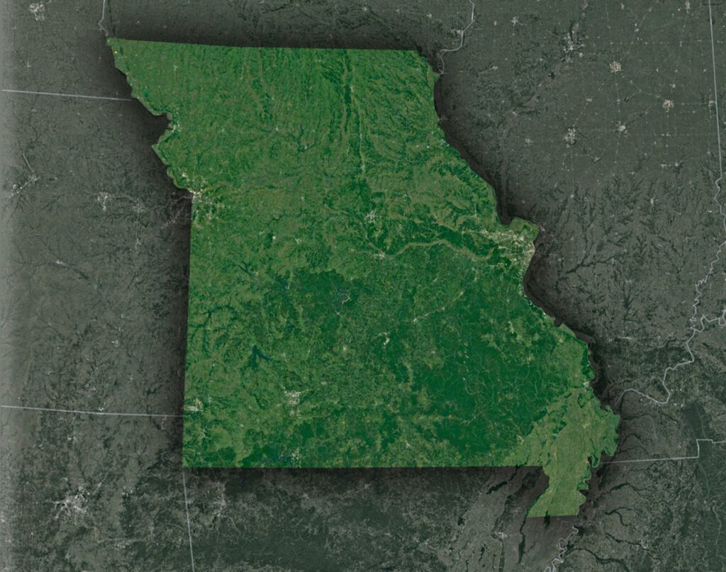 Satellite Map of Missouri - WhiteClouds