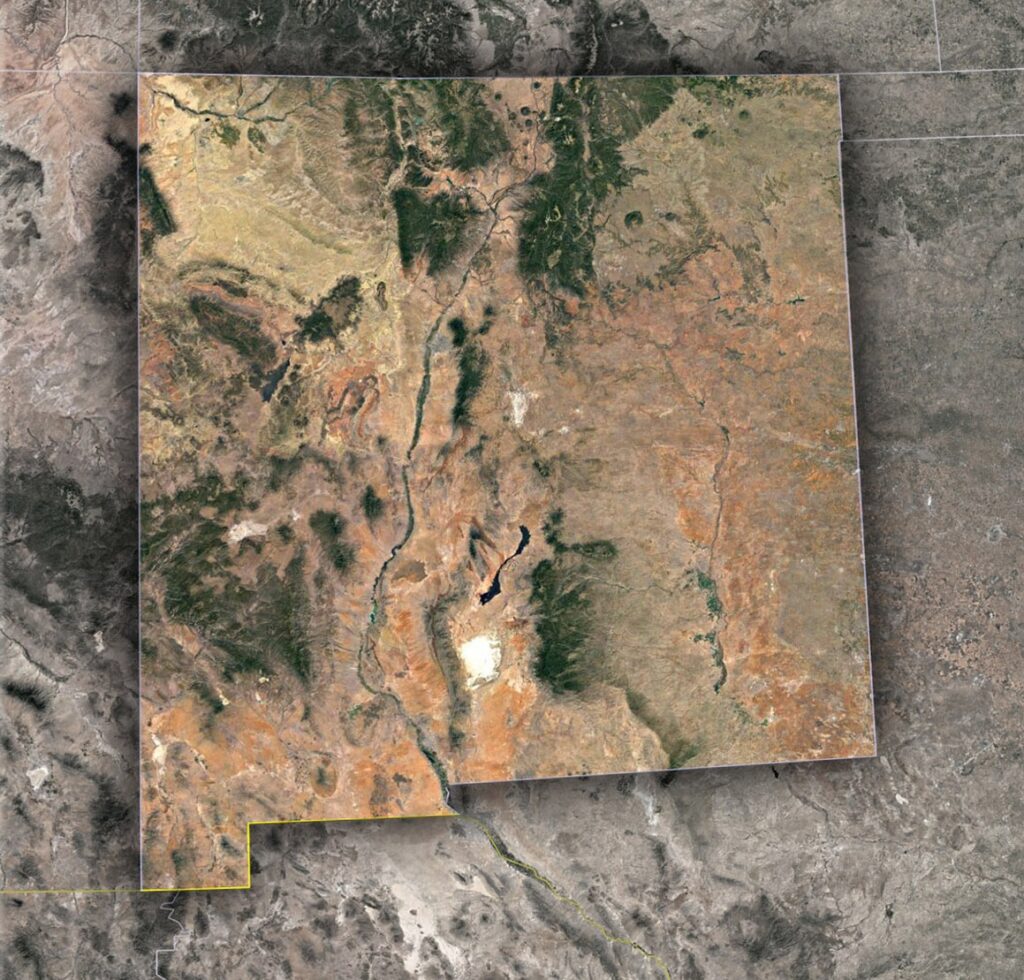 Satellite Map of New Mexico - WhiteClouds