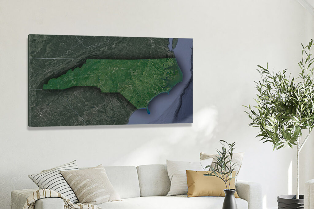 Satellite Map of North Carolina - WhiteClouds