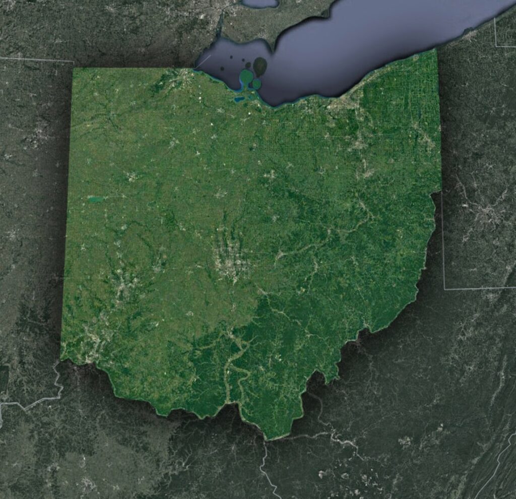 Satellite Map of Ohio - WhiteClouds