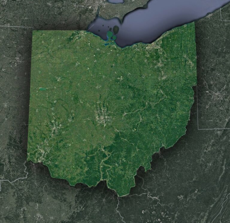 Satellite Map of Ohio - WhiteClouds