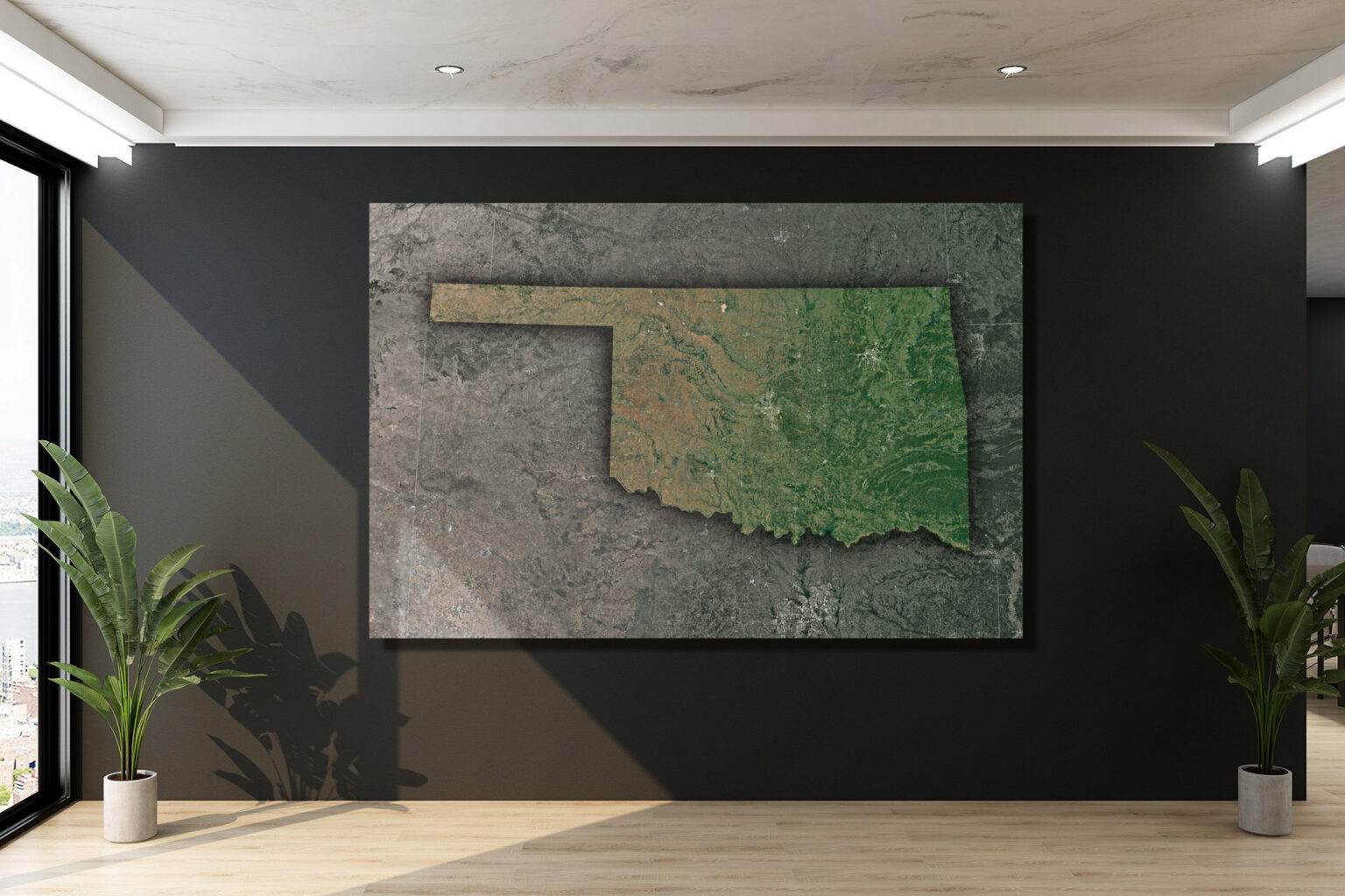 Satellite Map of Oklahoma - WhiteClouds