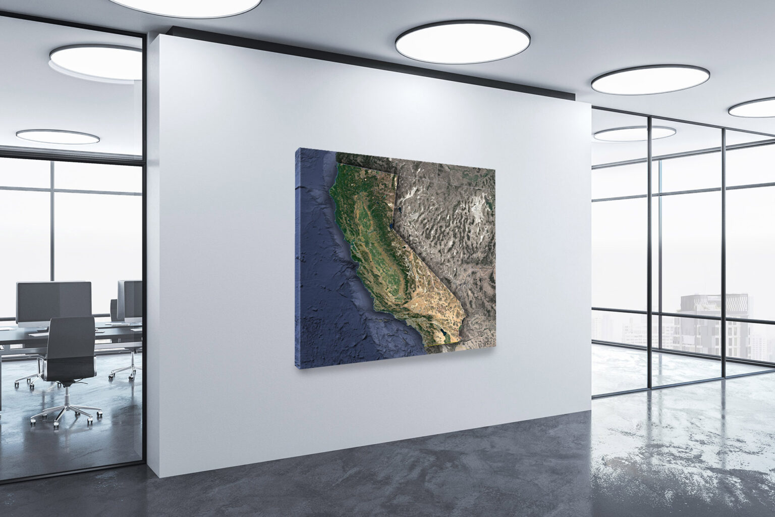 Satellite Map of California - WhiteClouds