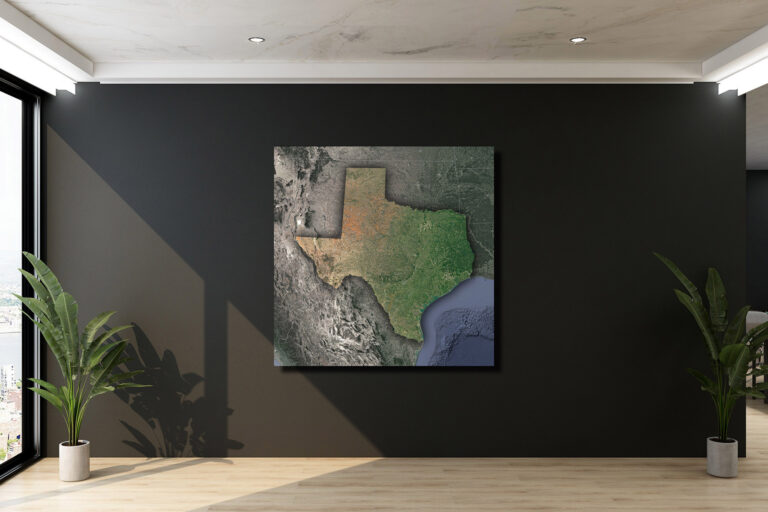 Satellite Map of Texas - WhiteClouds