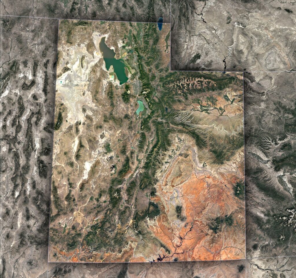 Satellite Map of Utah - WhiteClouds