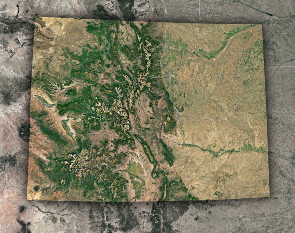 3D Topographic Map of Colorado - WhiteClouds