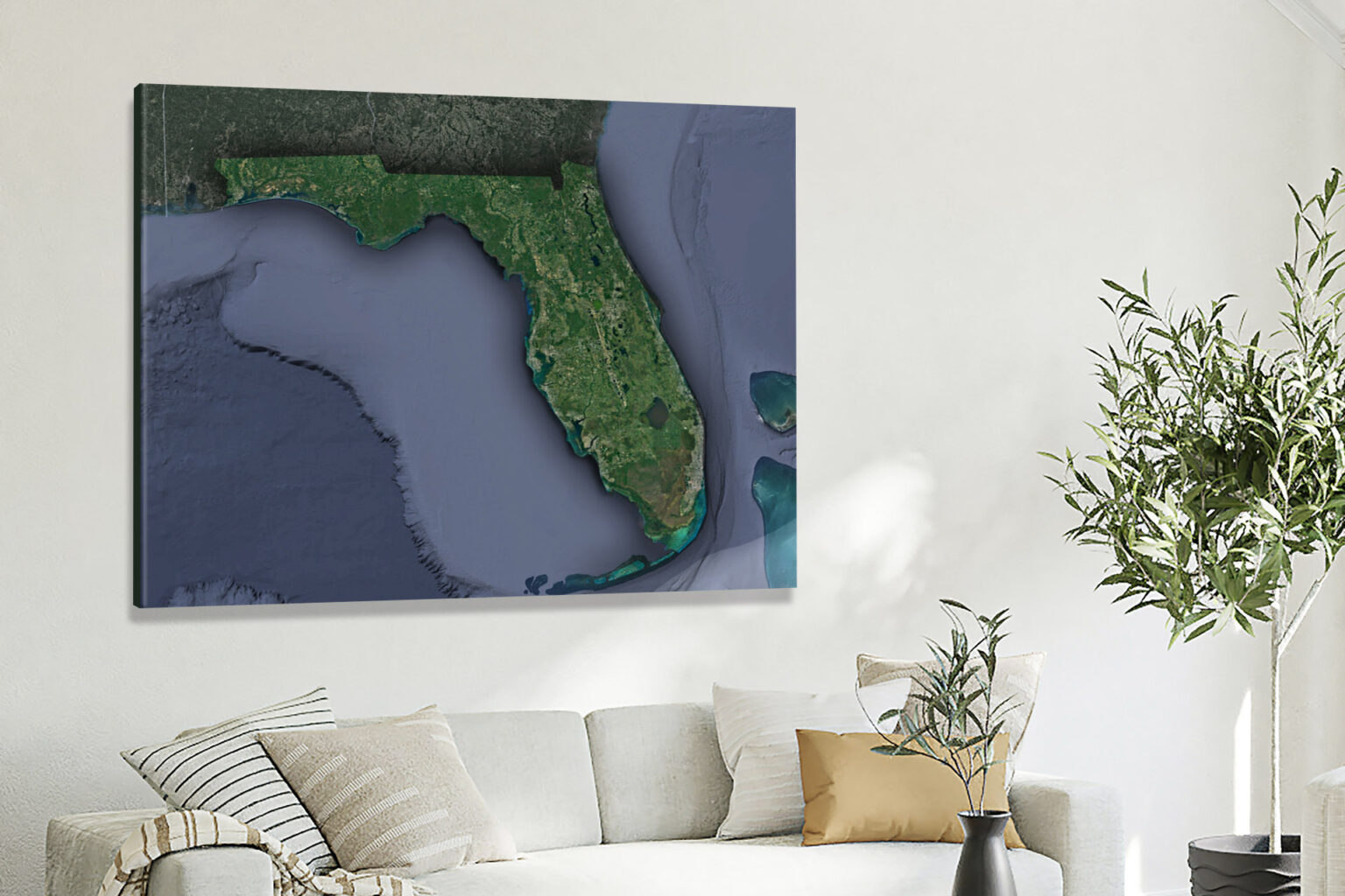 Satellite Map of Florida - WhiteClouds