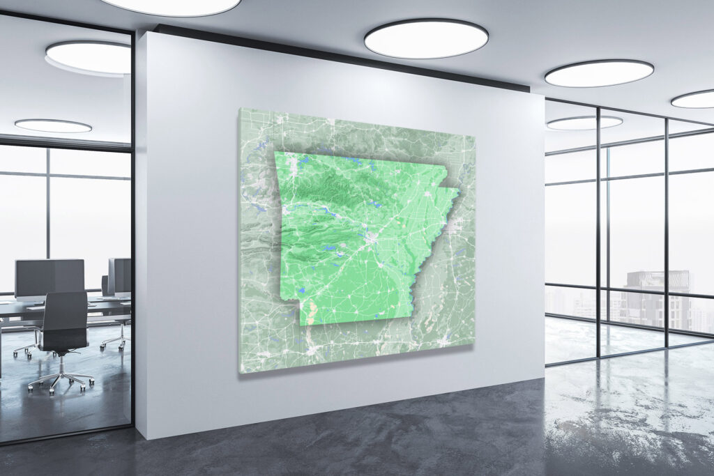 Topographic Map of Arkansas - WhiteClouds