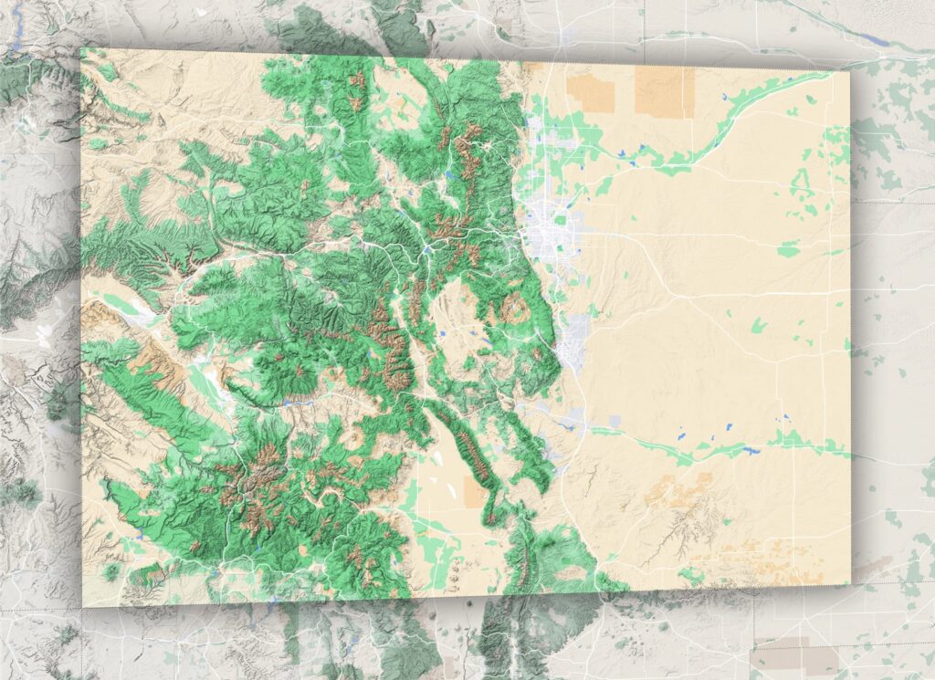 Terrain Map of Colorado - WhiteClouds