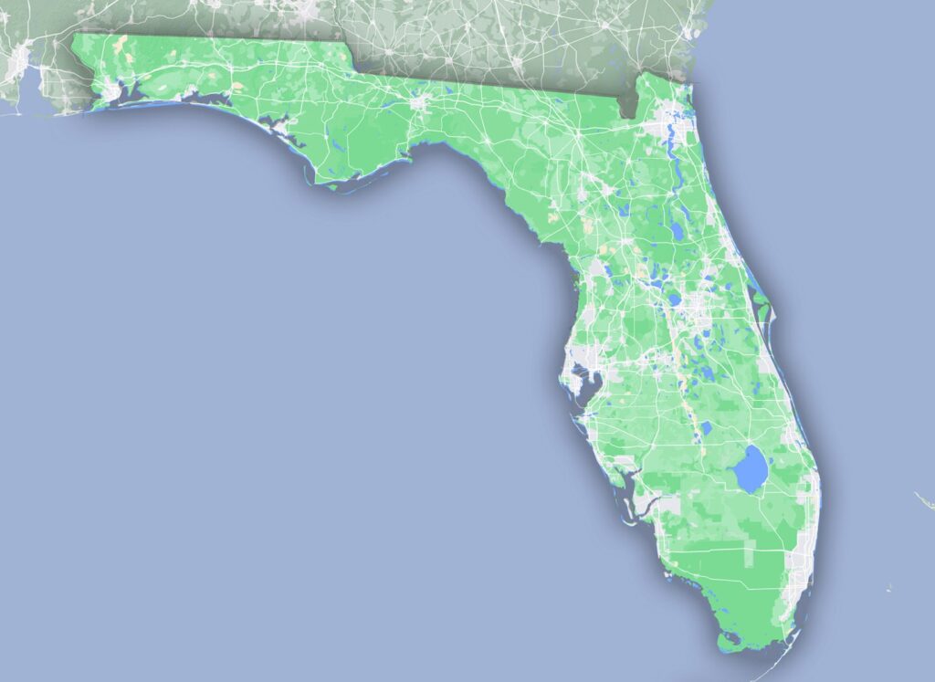 Terrain Map of Florida - WhiteClouds
