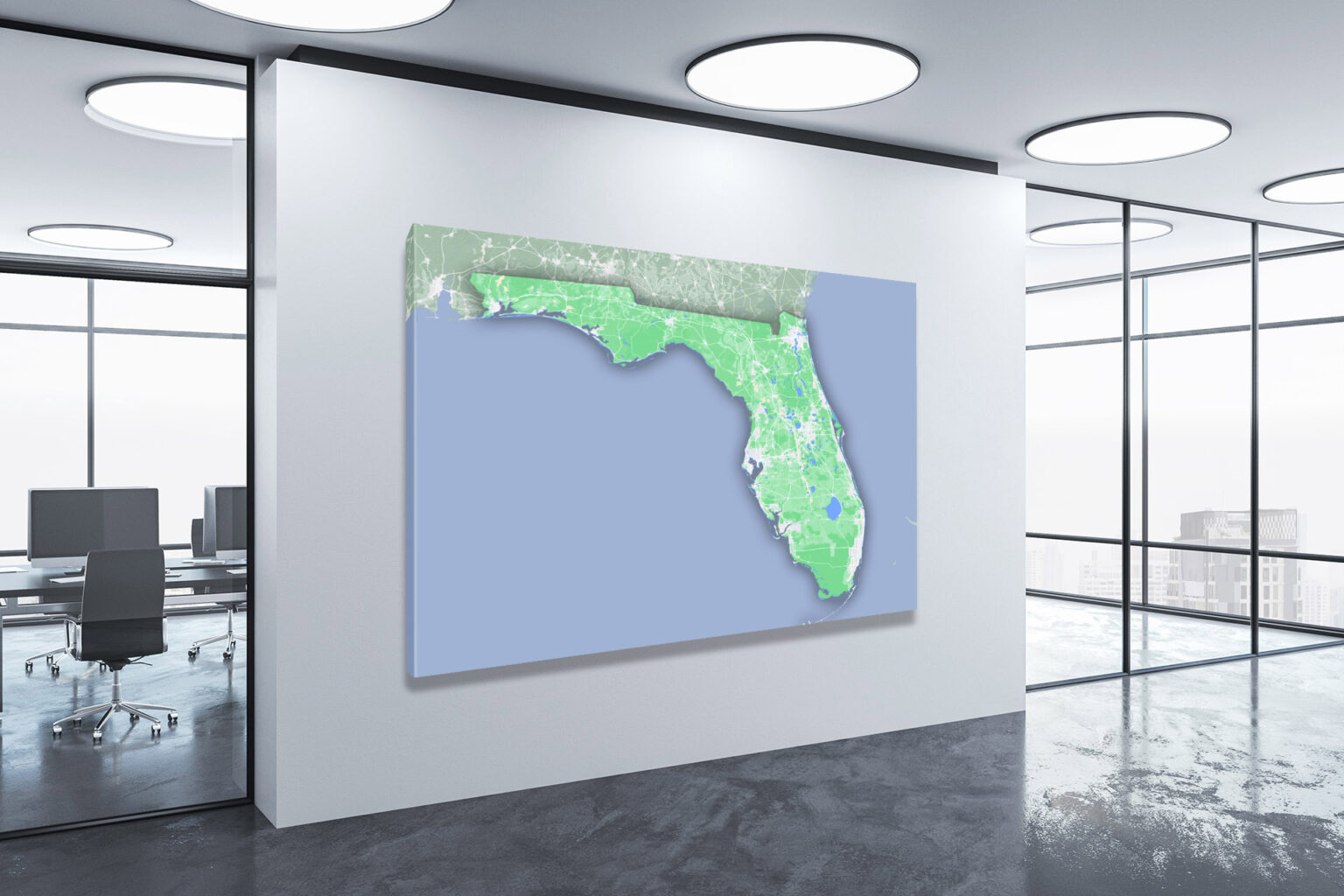 Terrain Map of Florida - WhiteClouds