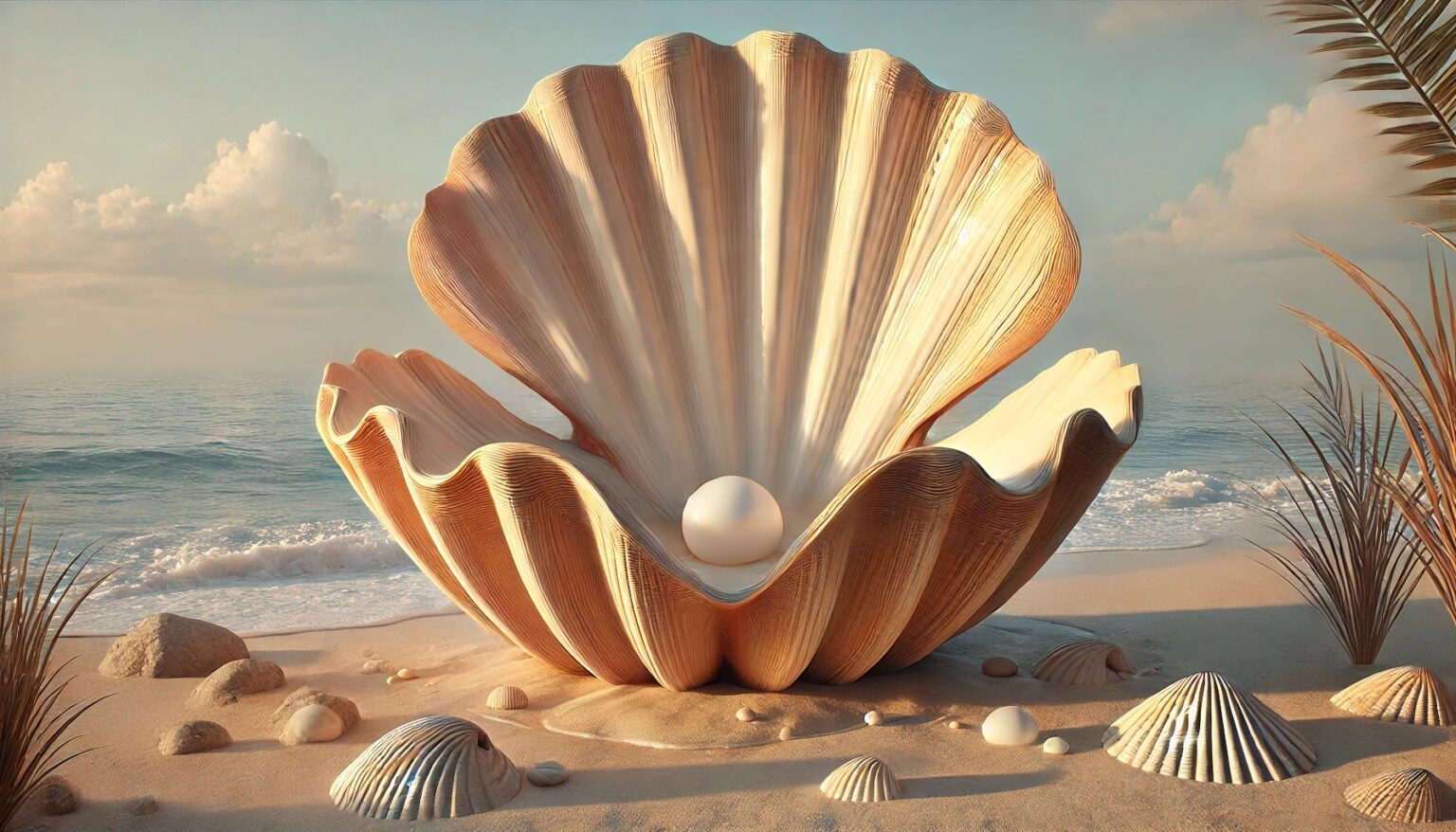 Giant Clam Shell Prop - WhiteClouds