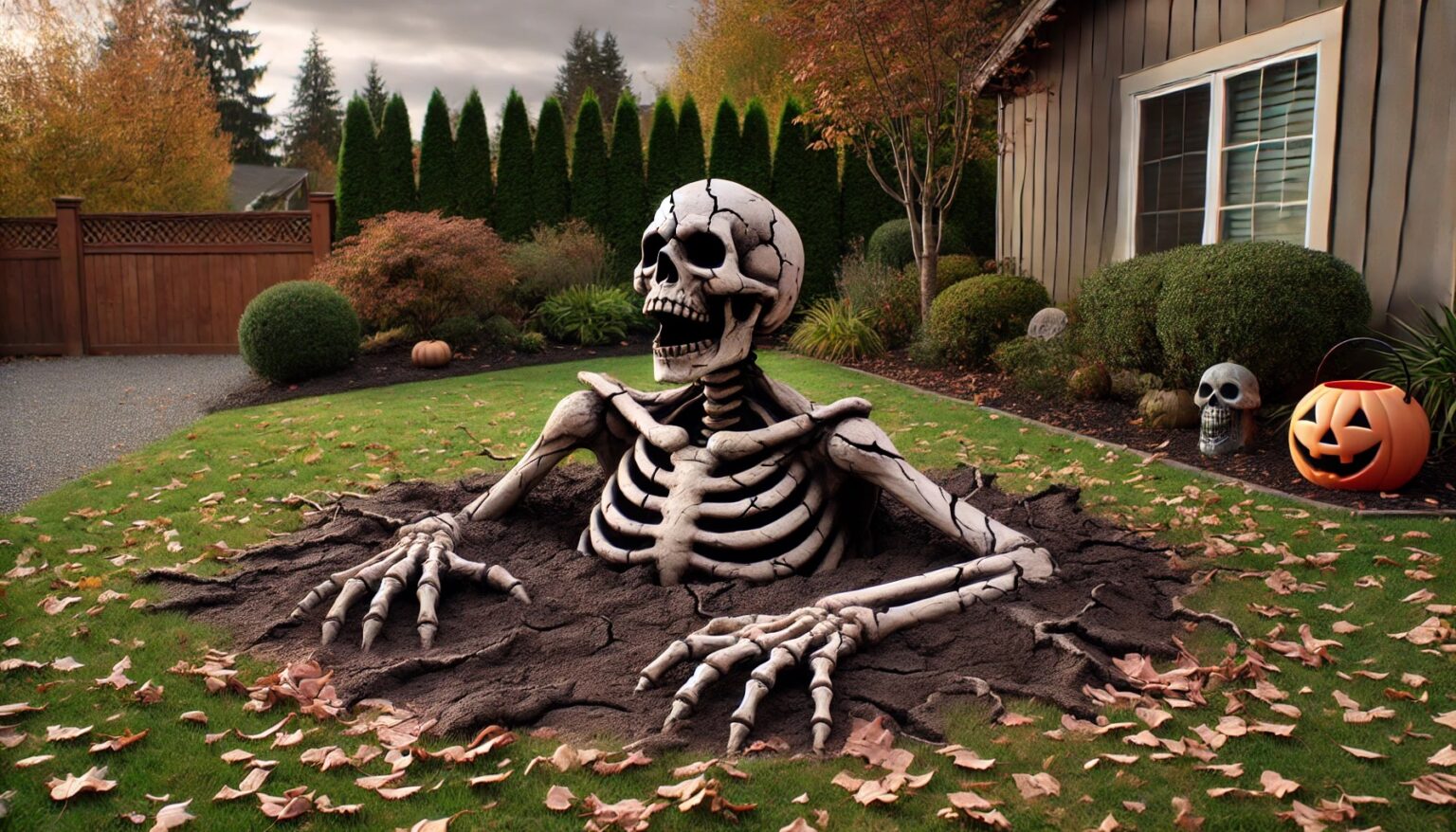 Giant Ground Breaking Skeleton Prop Yard Decor - WhiteClouds