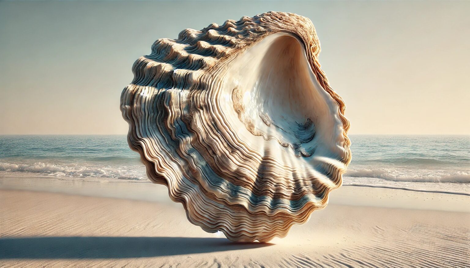 Giant Oyster Shell Prop - WhiteClouds