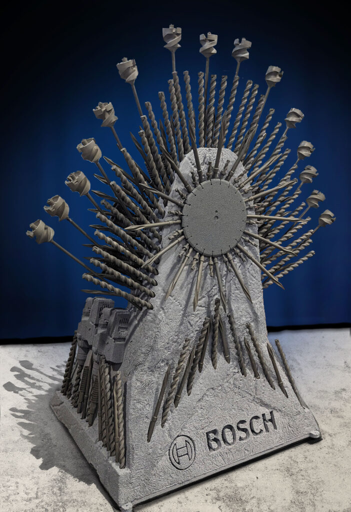 Making a custom faux concrete and iron throne chair for Bosch Tools - WhiteClouds