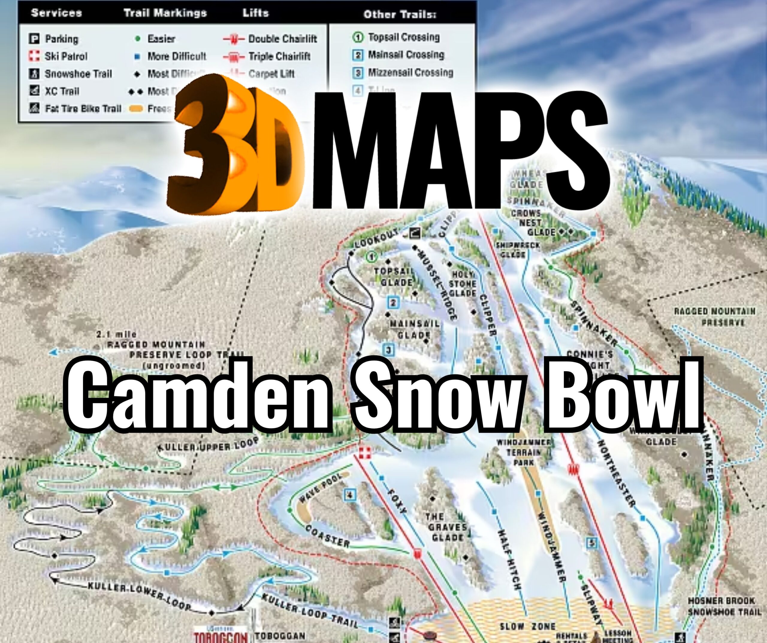 Camden Snow Bowl 3D Maps - WhiteClouds
