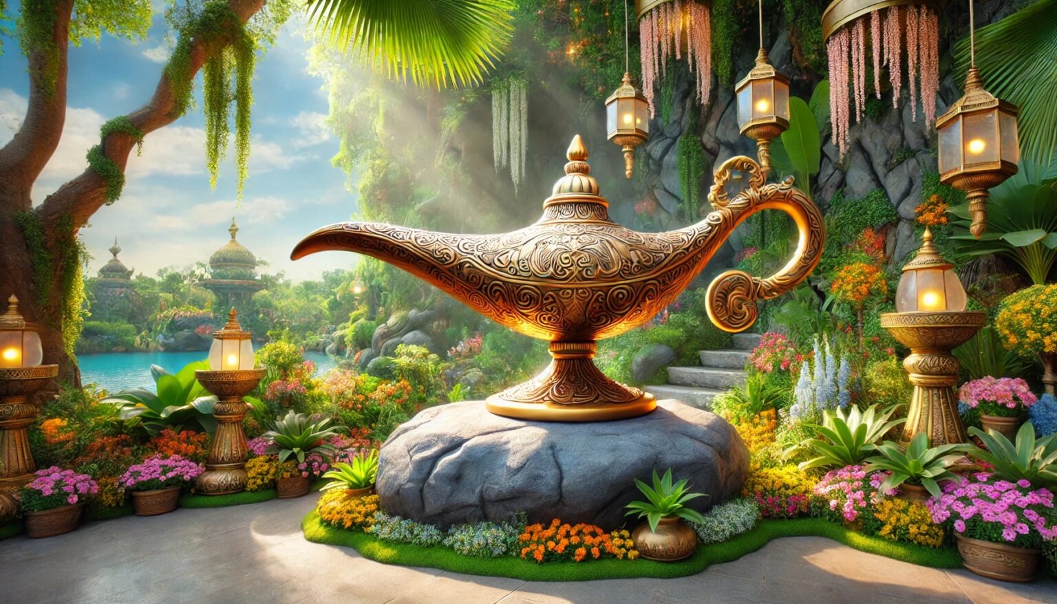 Giant Genie Lamp Prop - WhiteClouds