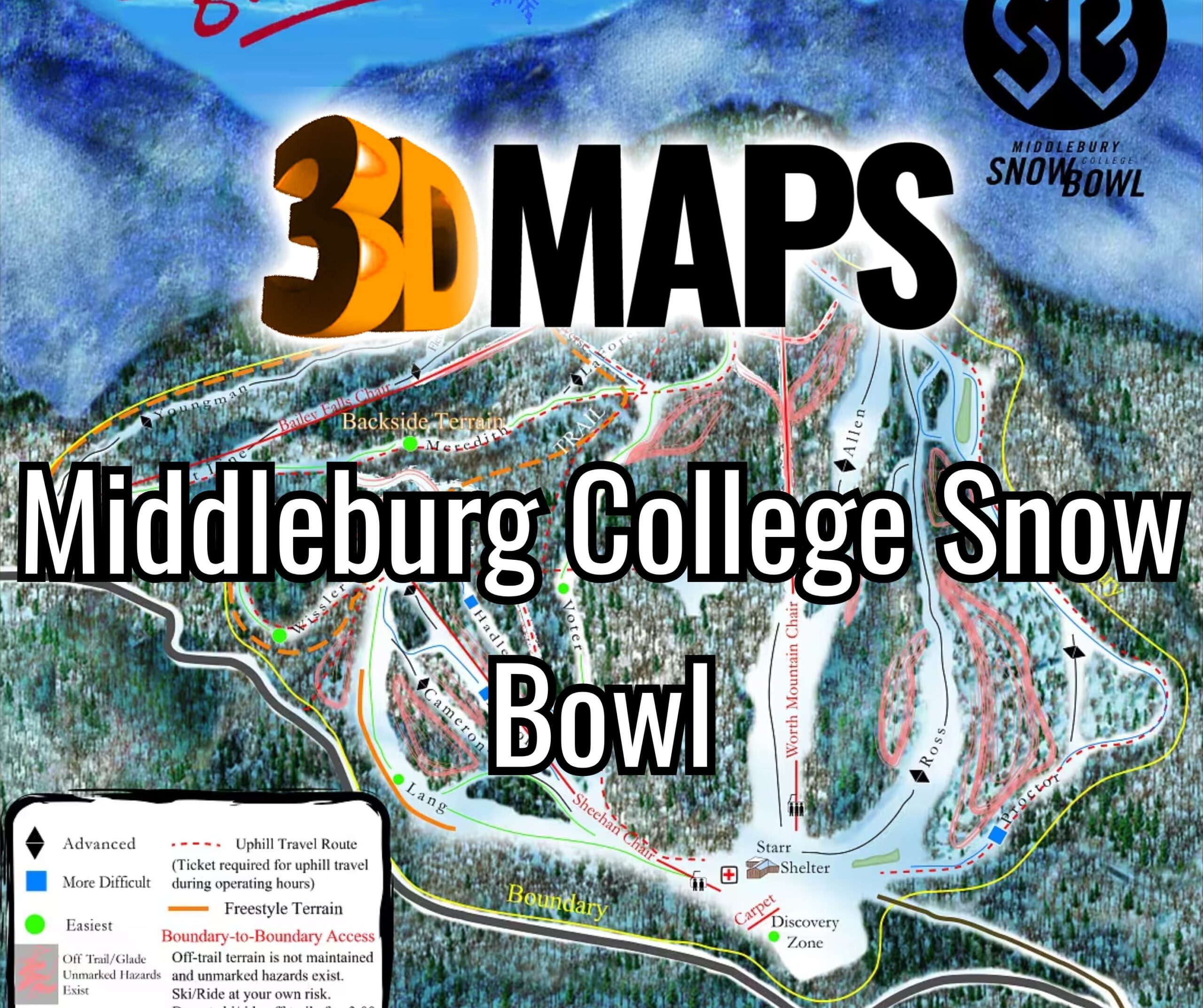 Middlebury College Snow Bowl 3D Maps - WhiteClouds