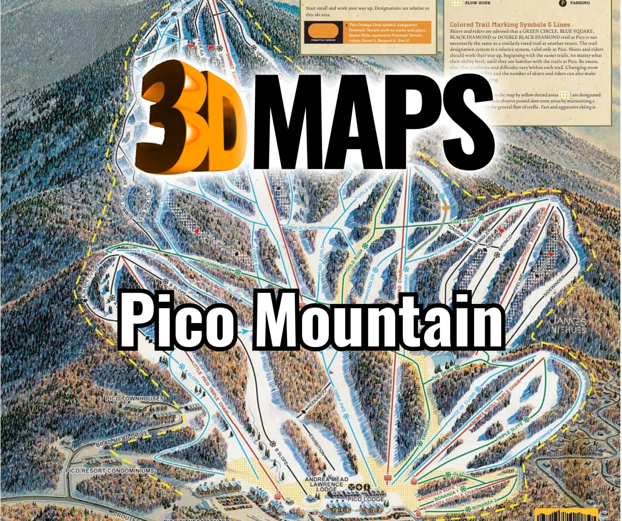 Pico Mountain 3D Maps - WhiteClouds