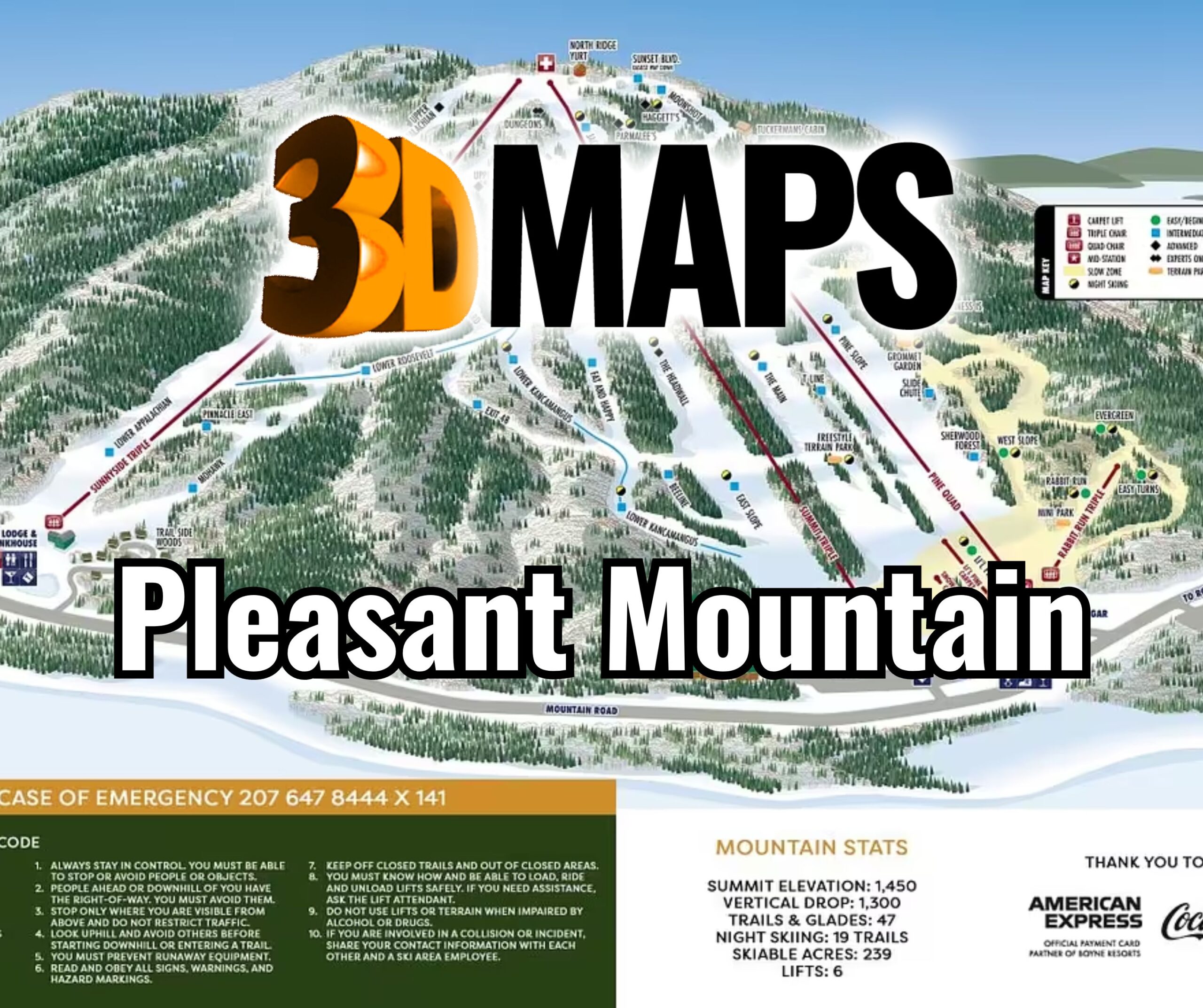 Pleasant Mountain 3D Maps - WhiteClouds