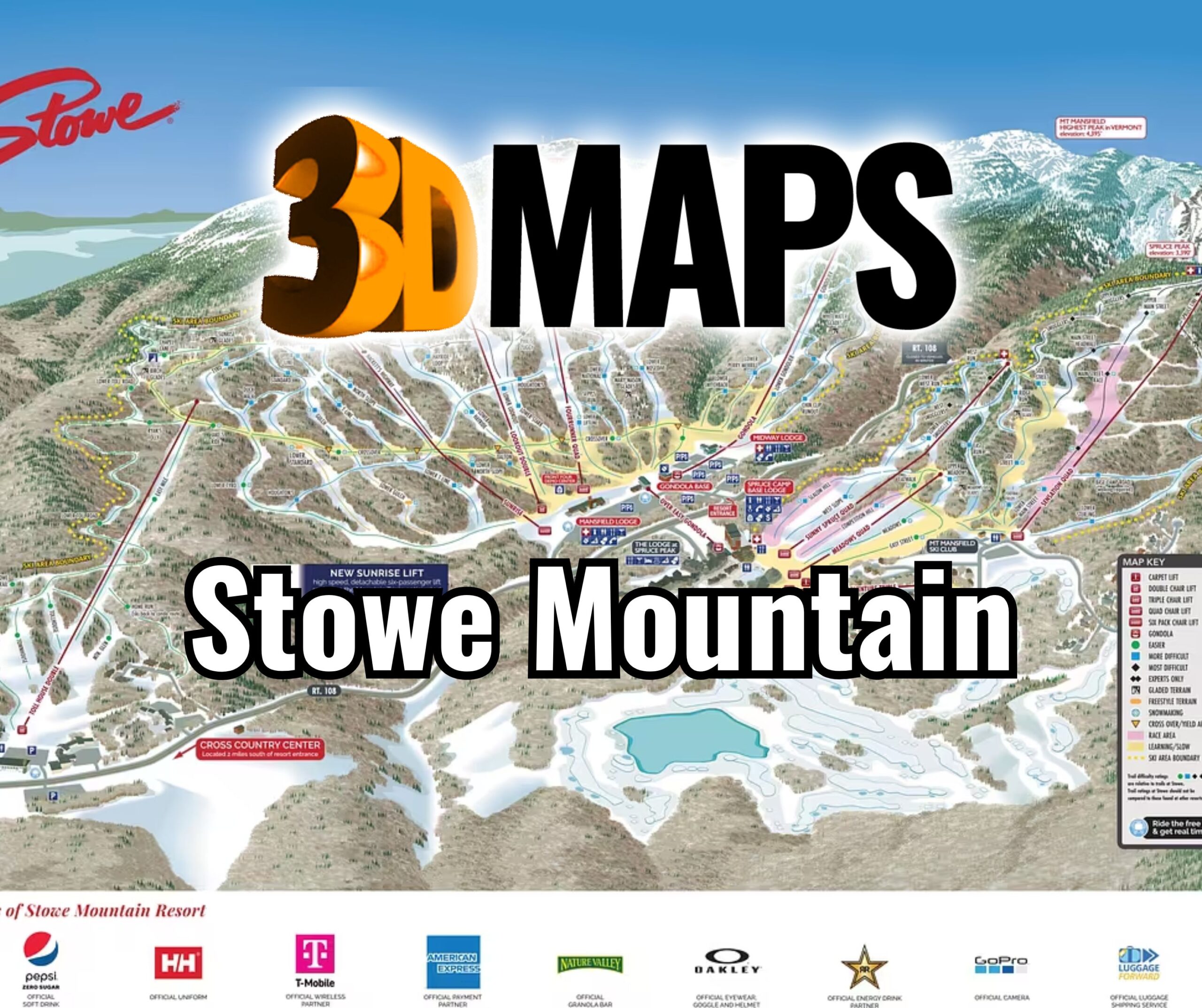 Stowe Mountain 3D Maps - WhiteClouds