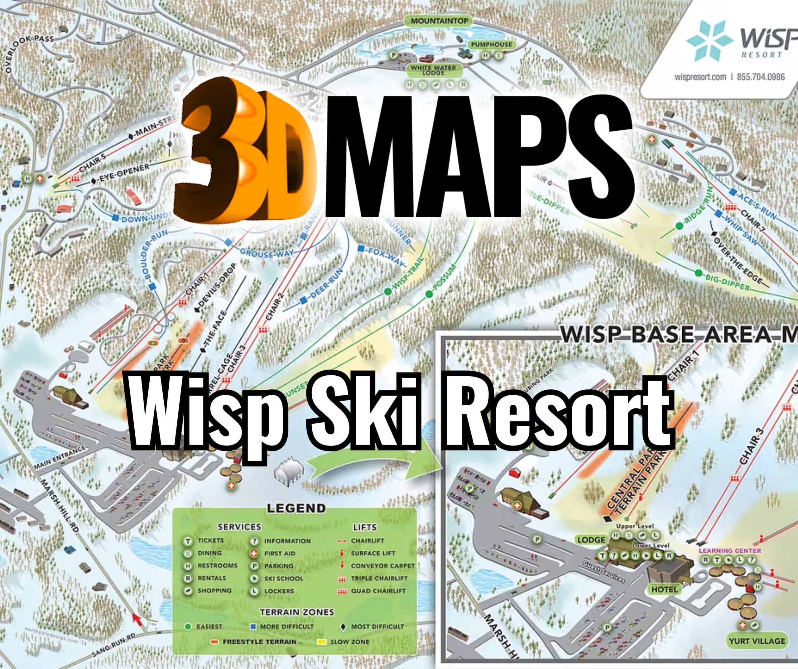 Wisp Ski Resort 3D Maps - WhiteClouds