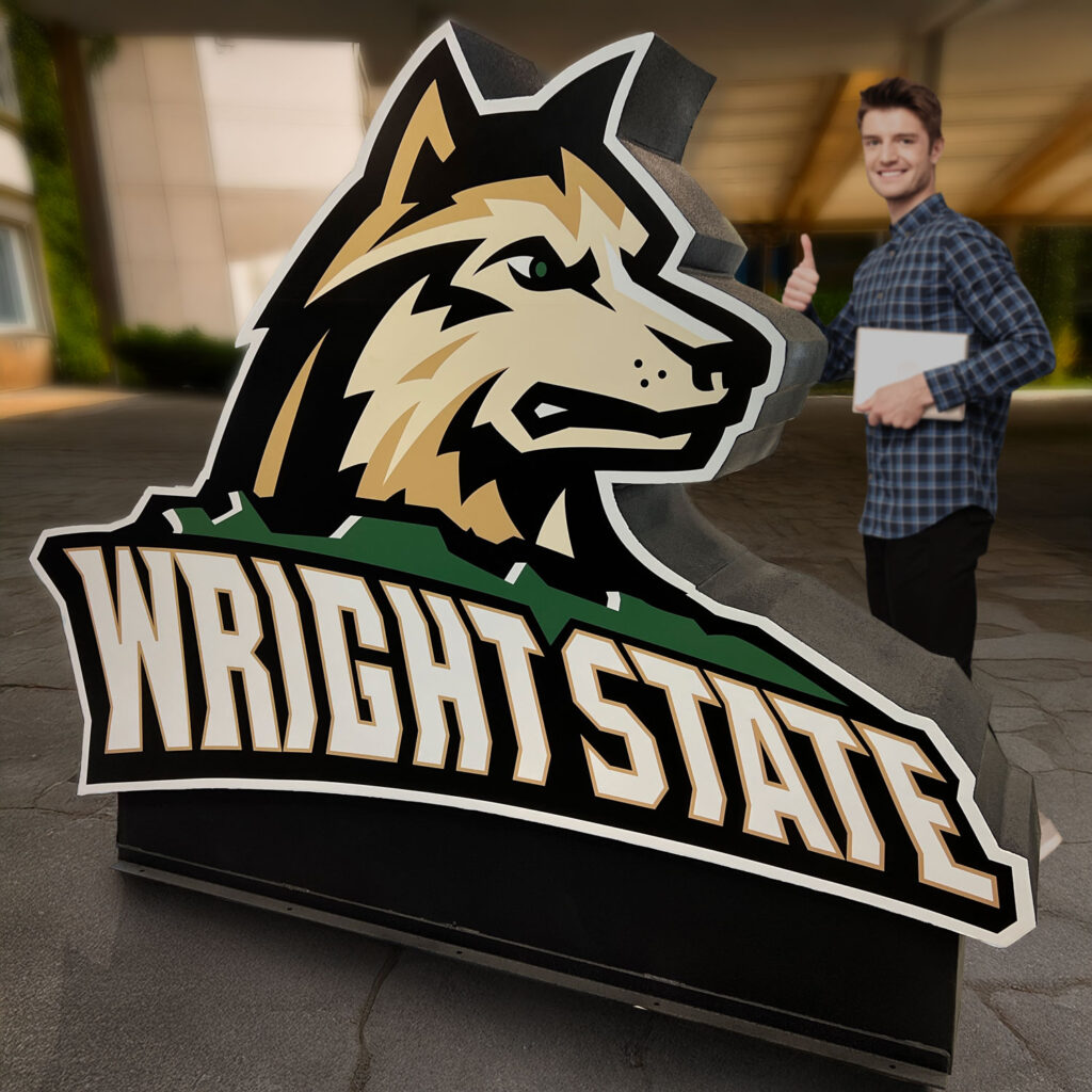 Wright State 3D Logos: Metal & Foam - WhiteClouds