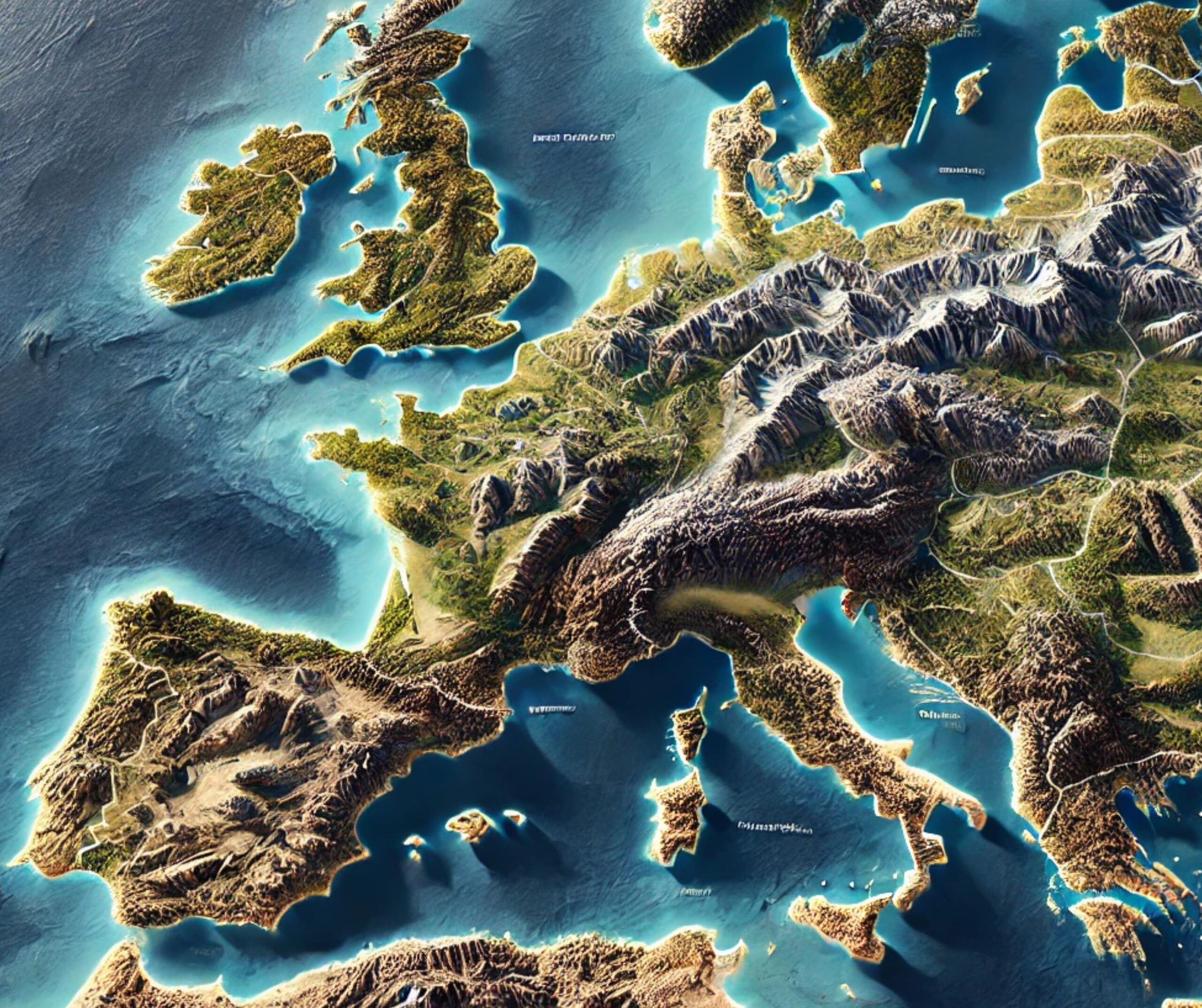 Europe Raised Relief Map - WhiteClouds