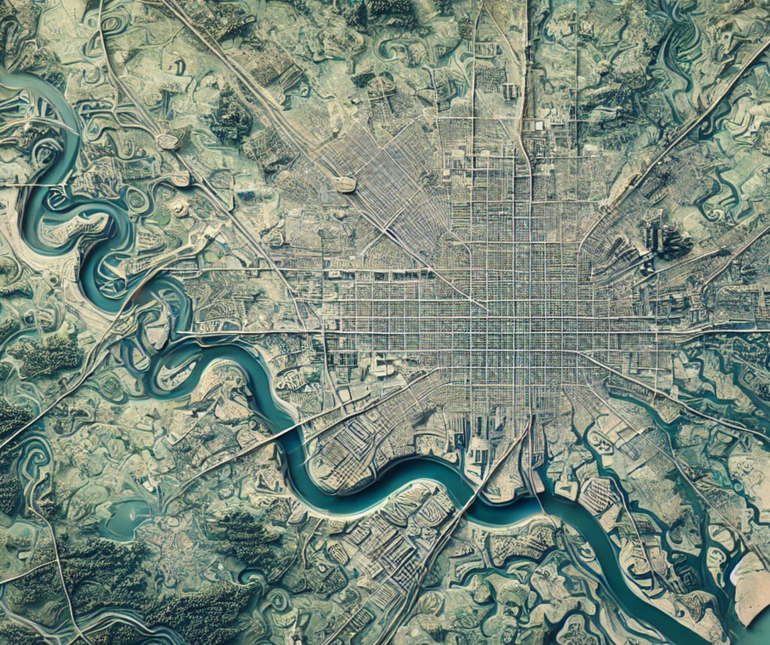 Houston Topo Map - WhiteClouds