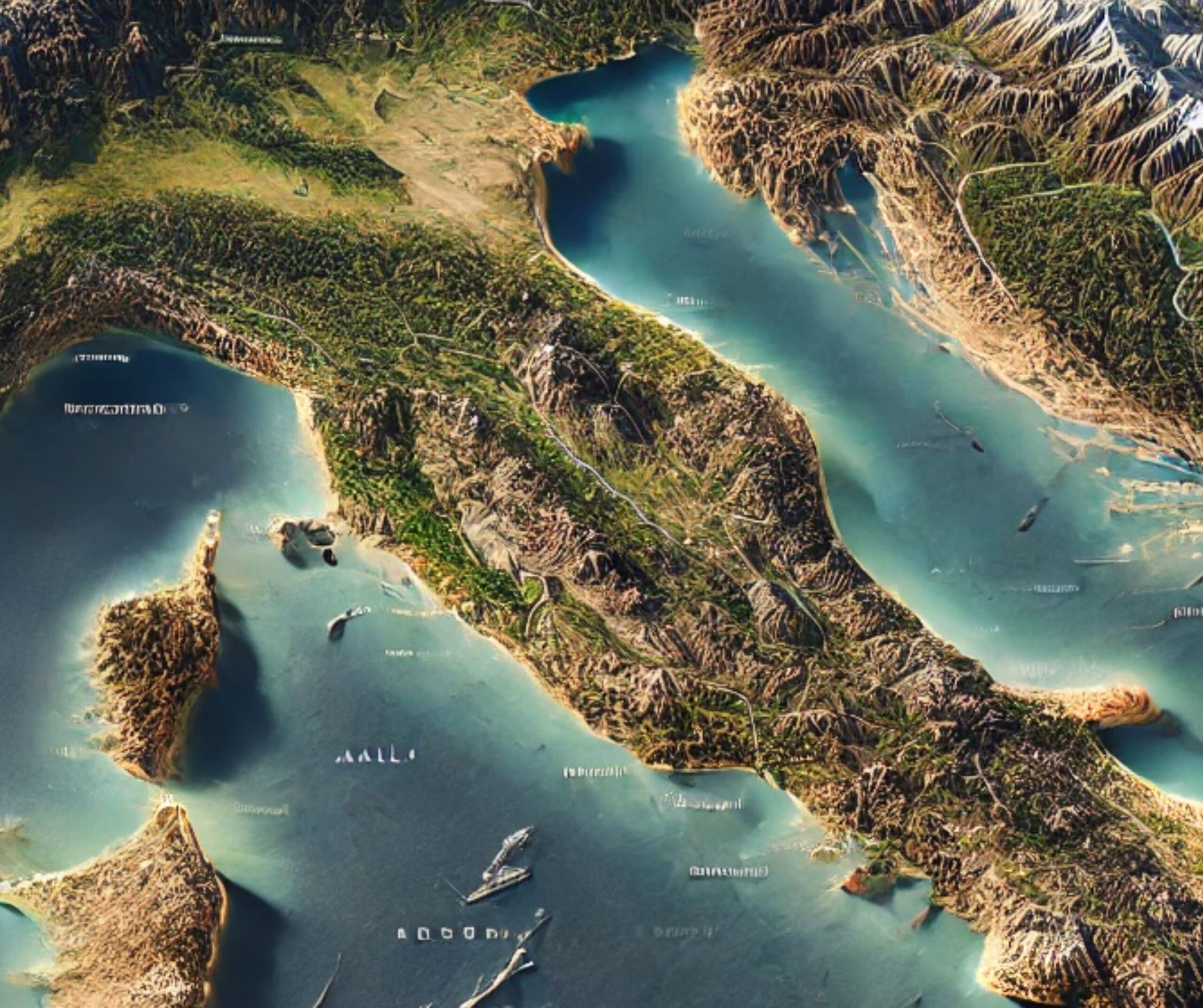 Italy Topo Map - WhiteClouds