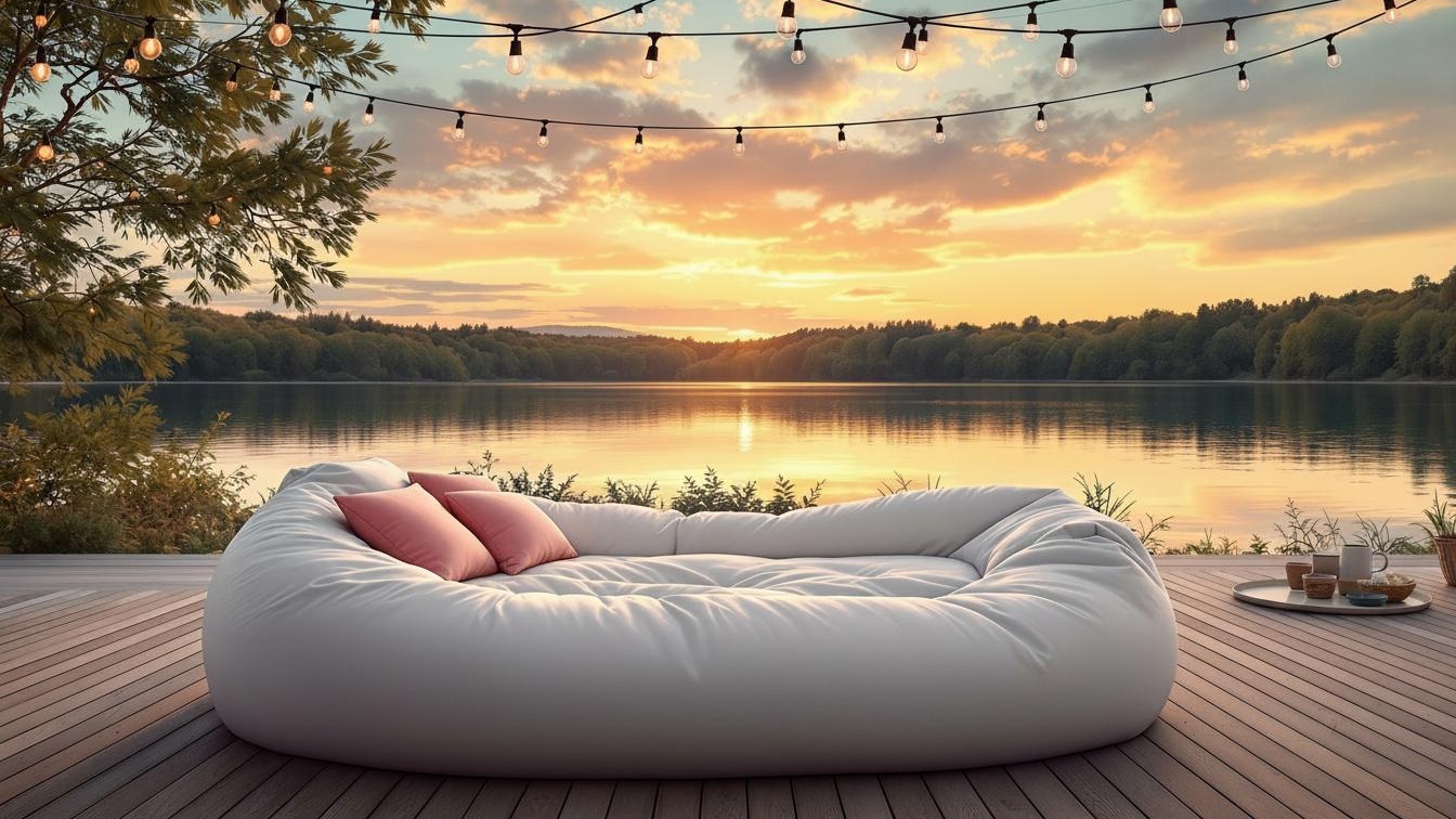 Giant Bean Bag Couch - WhiteClouds