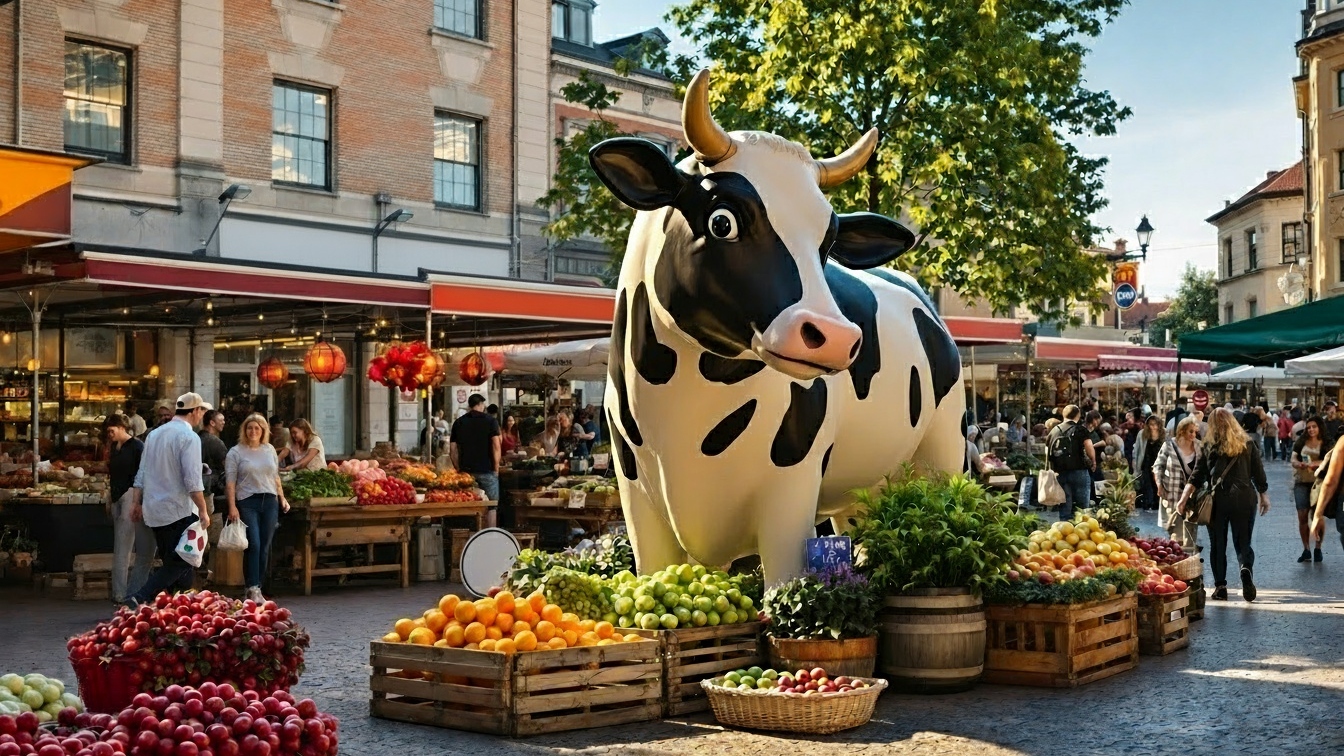 Giant Cow Statue - WhiteClouds