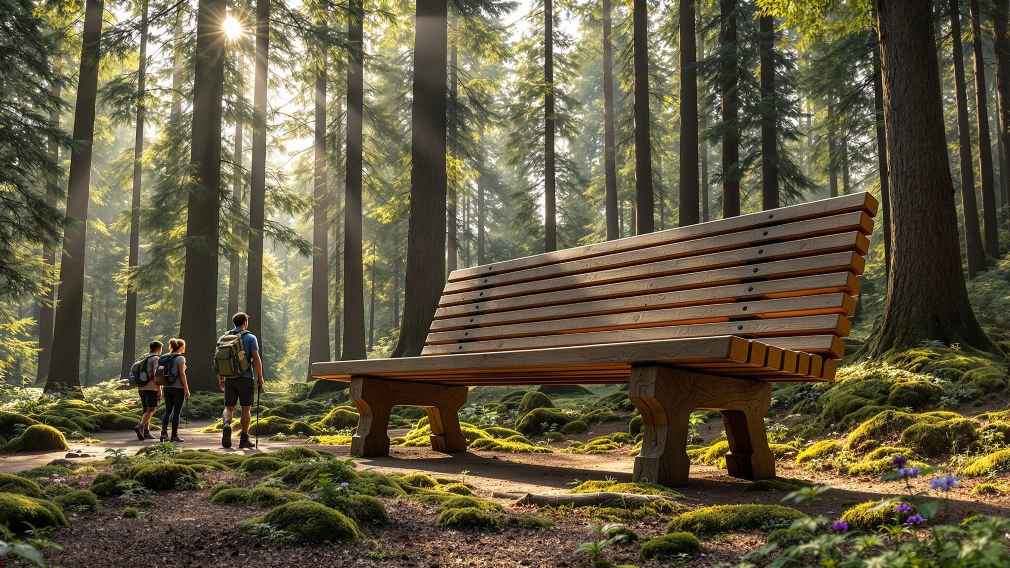 Giant Park Bench - WhiteClouds