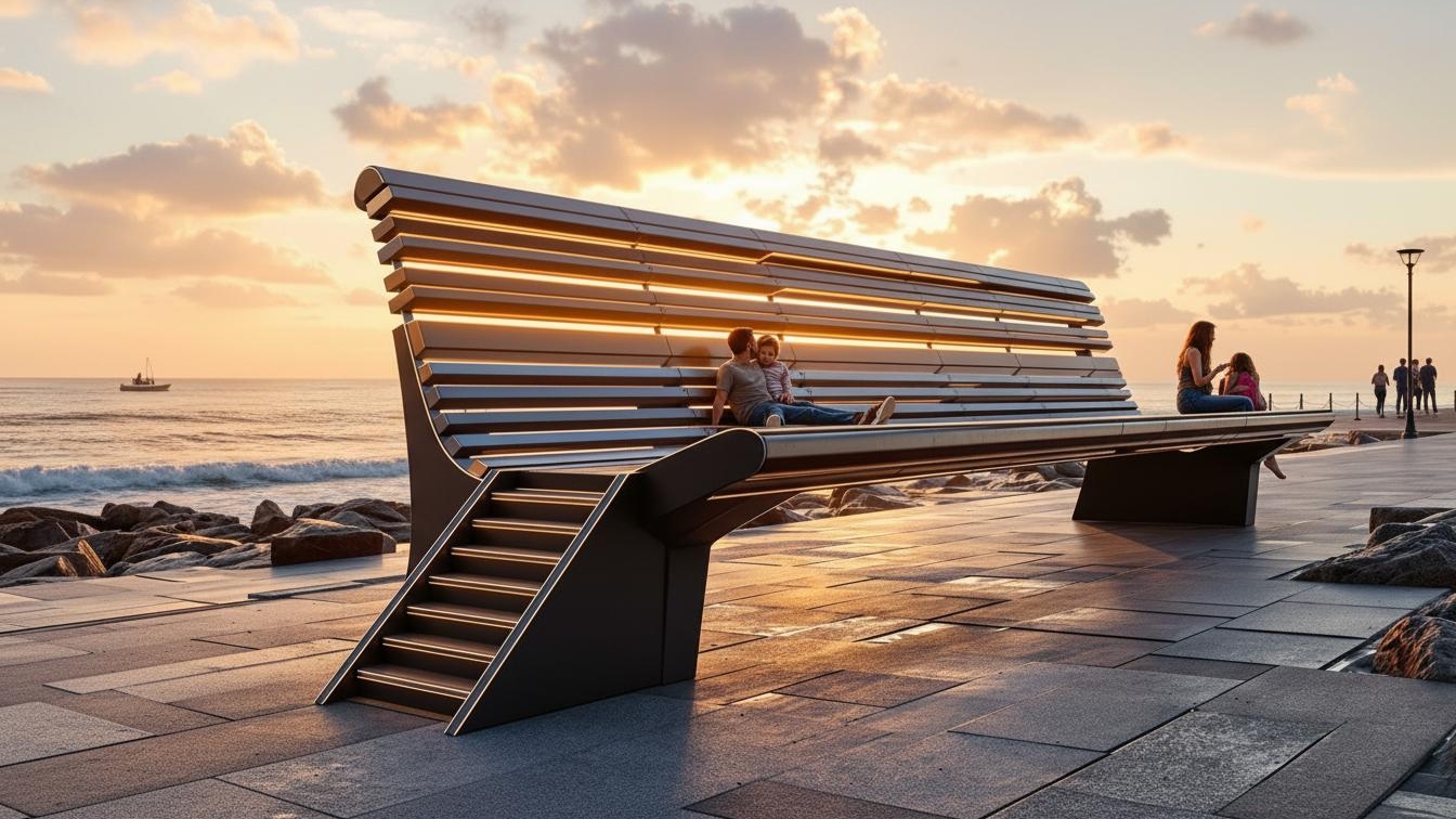 Giant Park Bench - WhiteClouds
