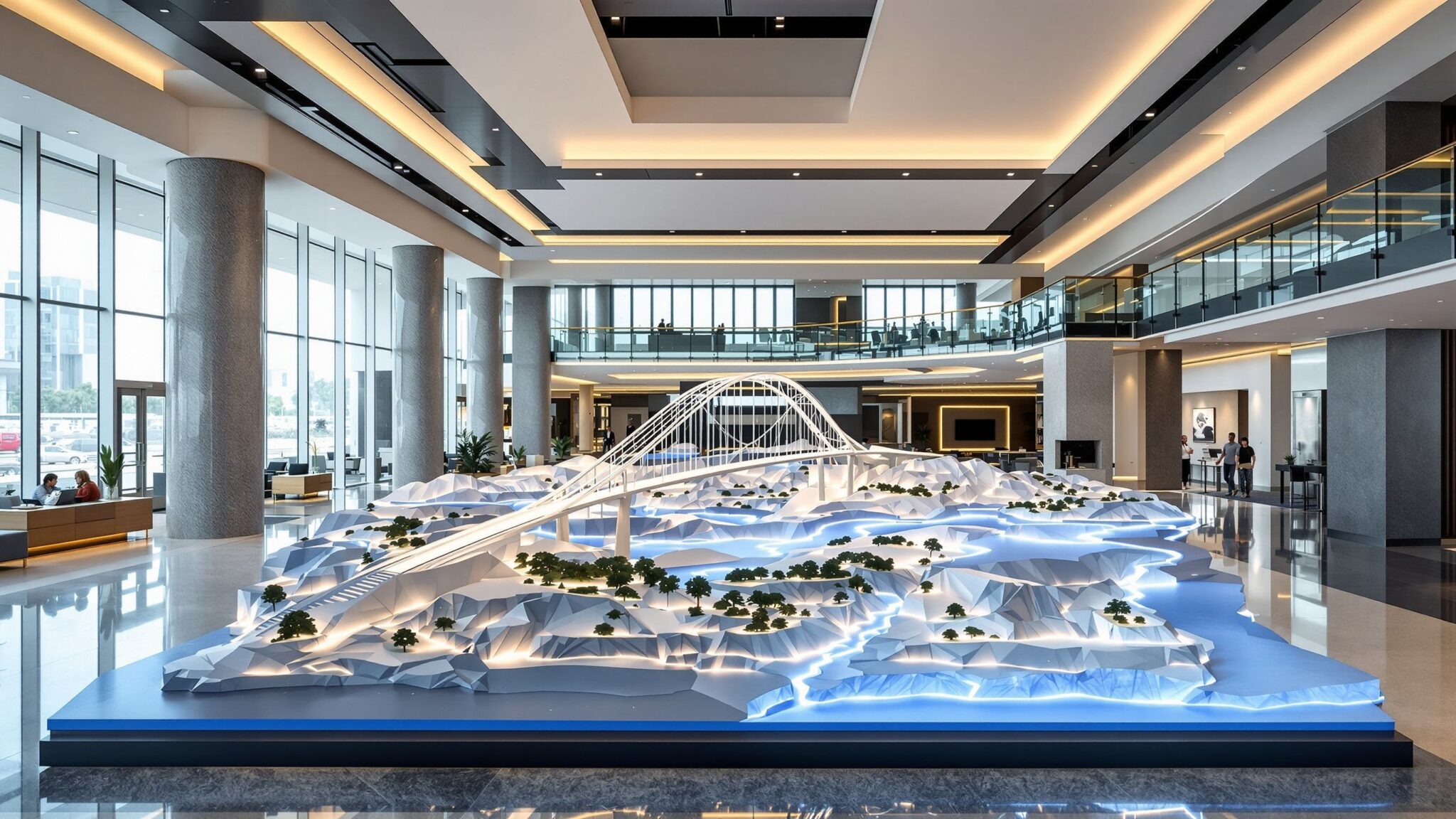 Engineering Firm Lobby 3D Topo of Signature Bridge Project - WhiteClouds
