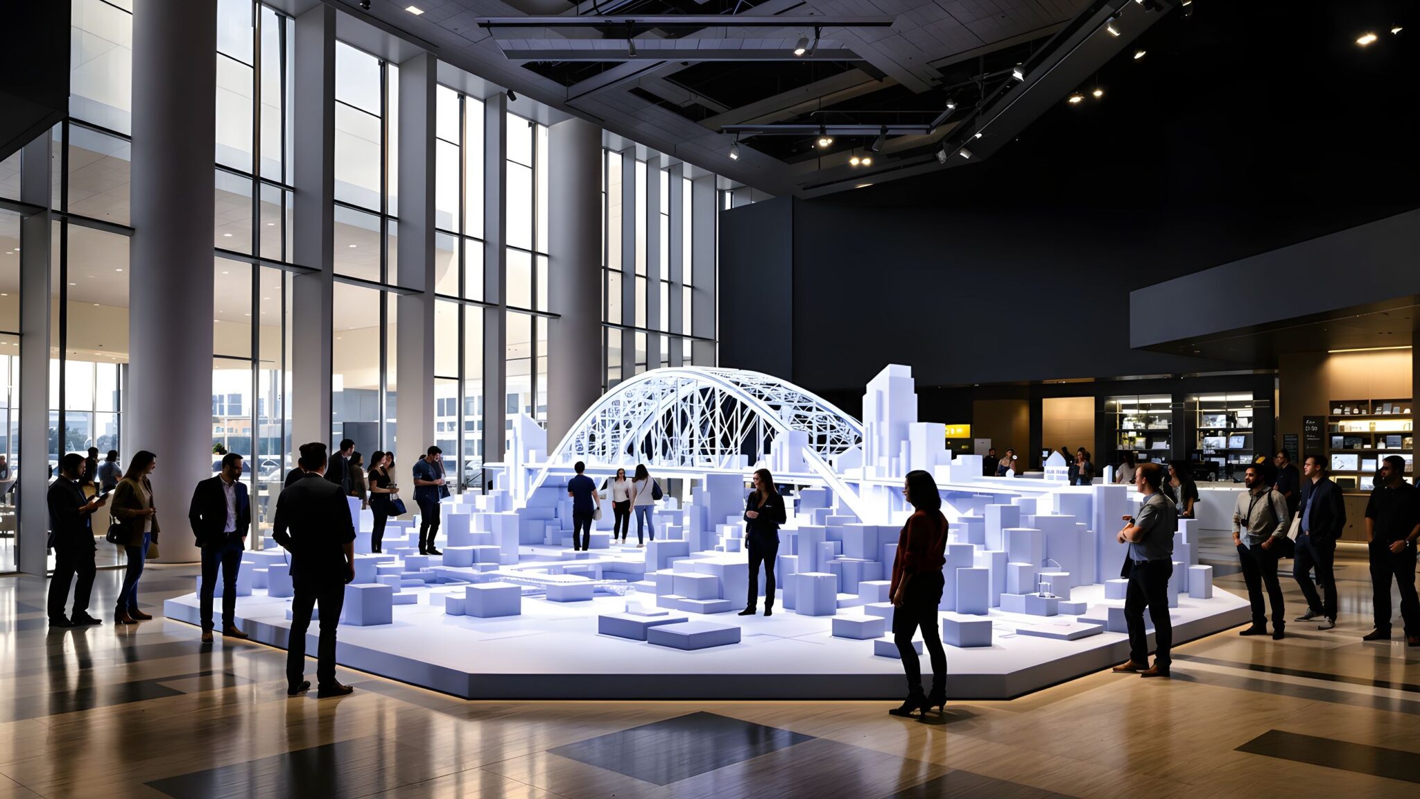 Engineering Firm Lobby 3D Topo of Signature Bridge Project - WhiteClouds