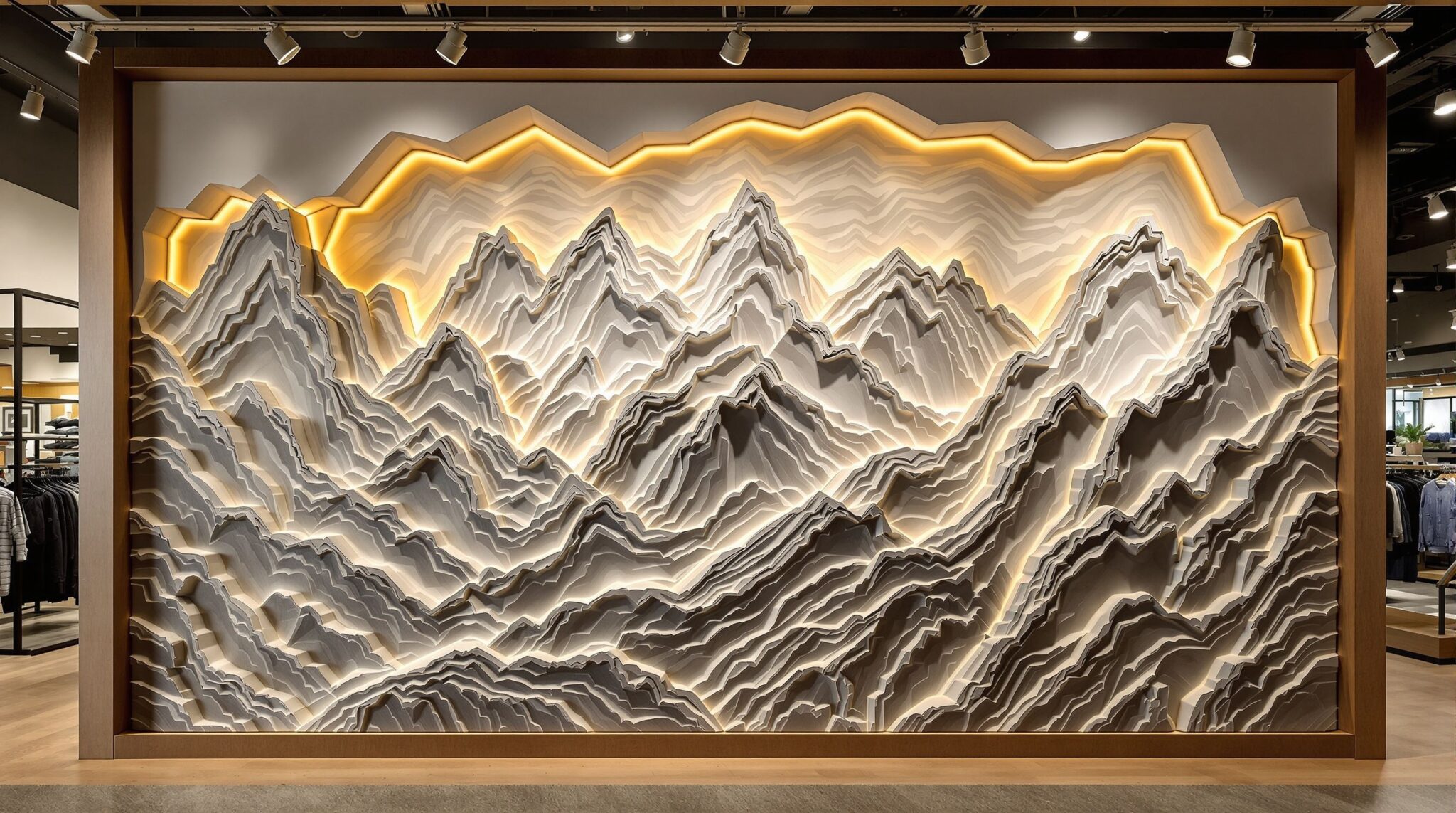 Patagonia Retail Wall with Layered Foam Topography - WhiteClouds