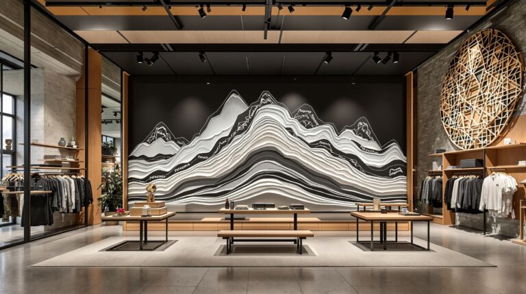 Patagonia Retail Wall with Layered Foam Topography - WhiteClouds