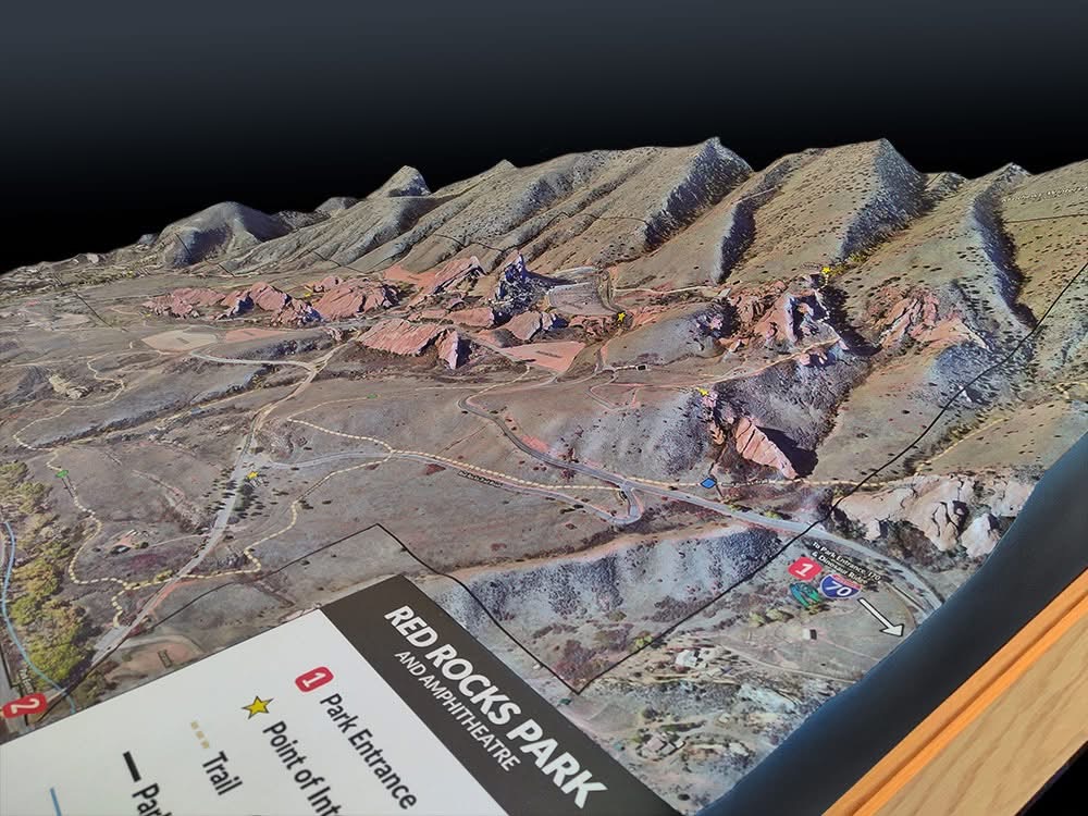 Custom Red Rocks Park Amphitheatre 3D Topographical Map - WhiteClouds