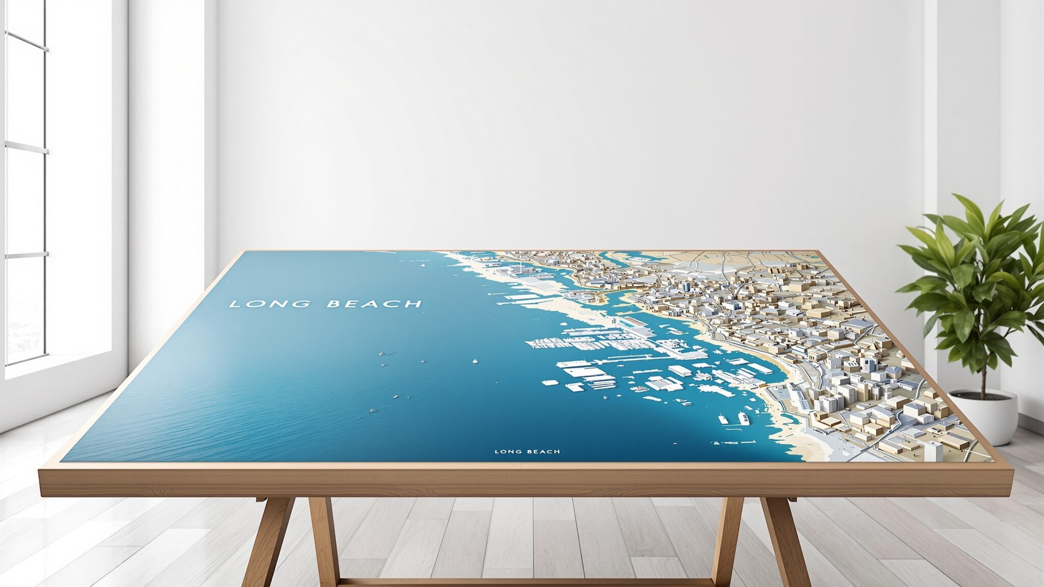 3D Topographic Map of Long Beach, CA - WhiteClouds