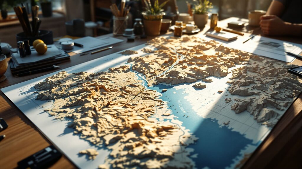 3D Topographic Map of Phoenix, AZ - WhiteClouds